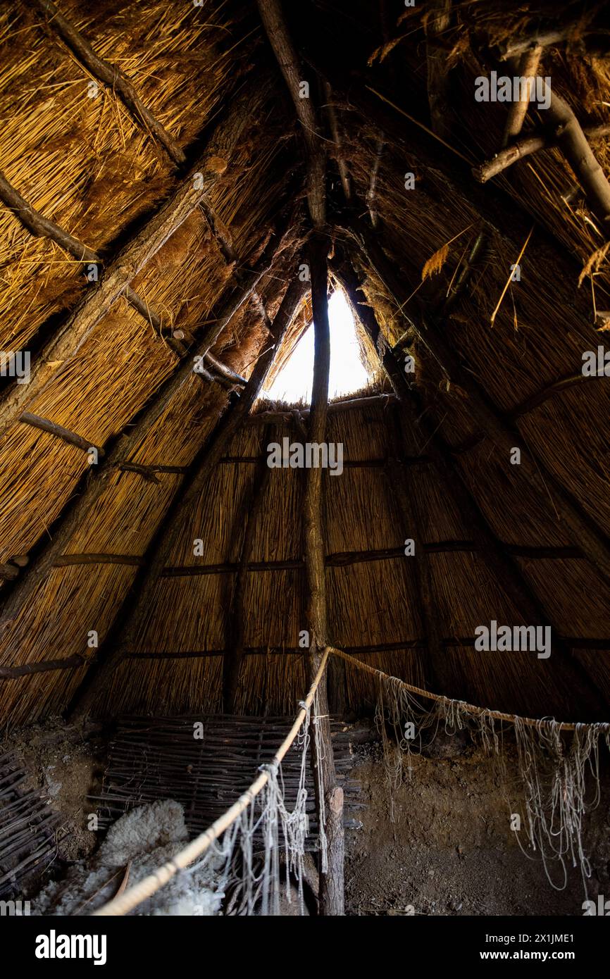 Ancient fisherman's hut interior of Serbian settlement at the banks of ...
