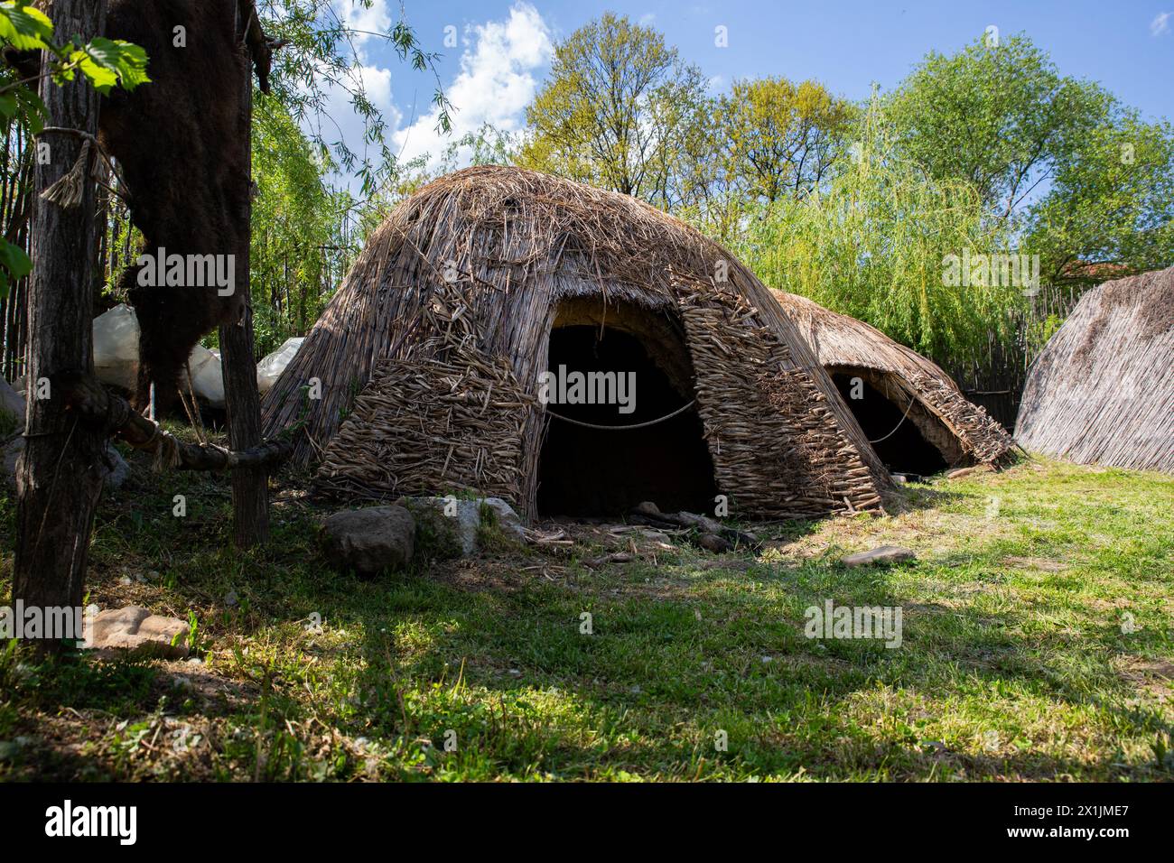 Ancient fisherman's hut of Serbian settlement at the banks of Danube river dating from arround ...