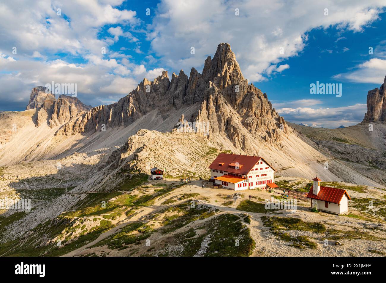 Mountain shelterd in Dolomite Mountains near Tre Cime di Lavaredo Stock ...