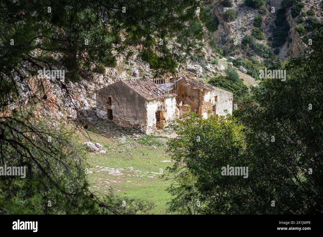 Caminito del Ray, The King's Path. Walkway pinned along the steep walls ...