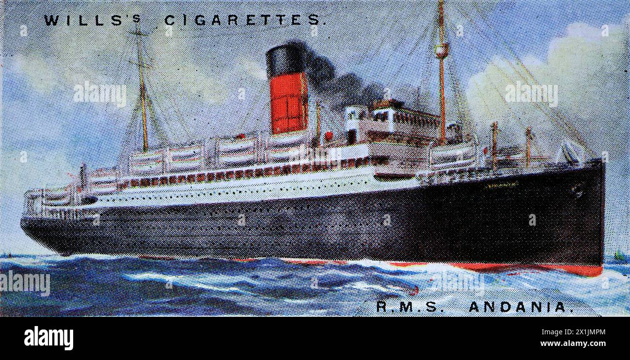 R.M.S. Andania of the Cunard Line, a transatlantic, cabin steamer ...