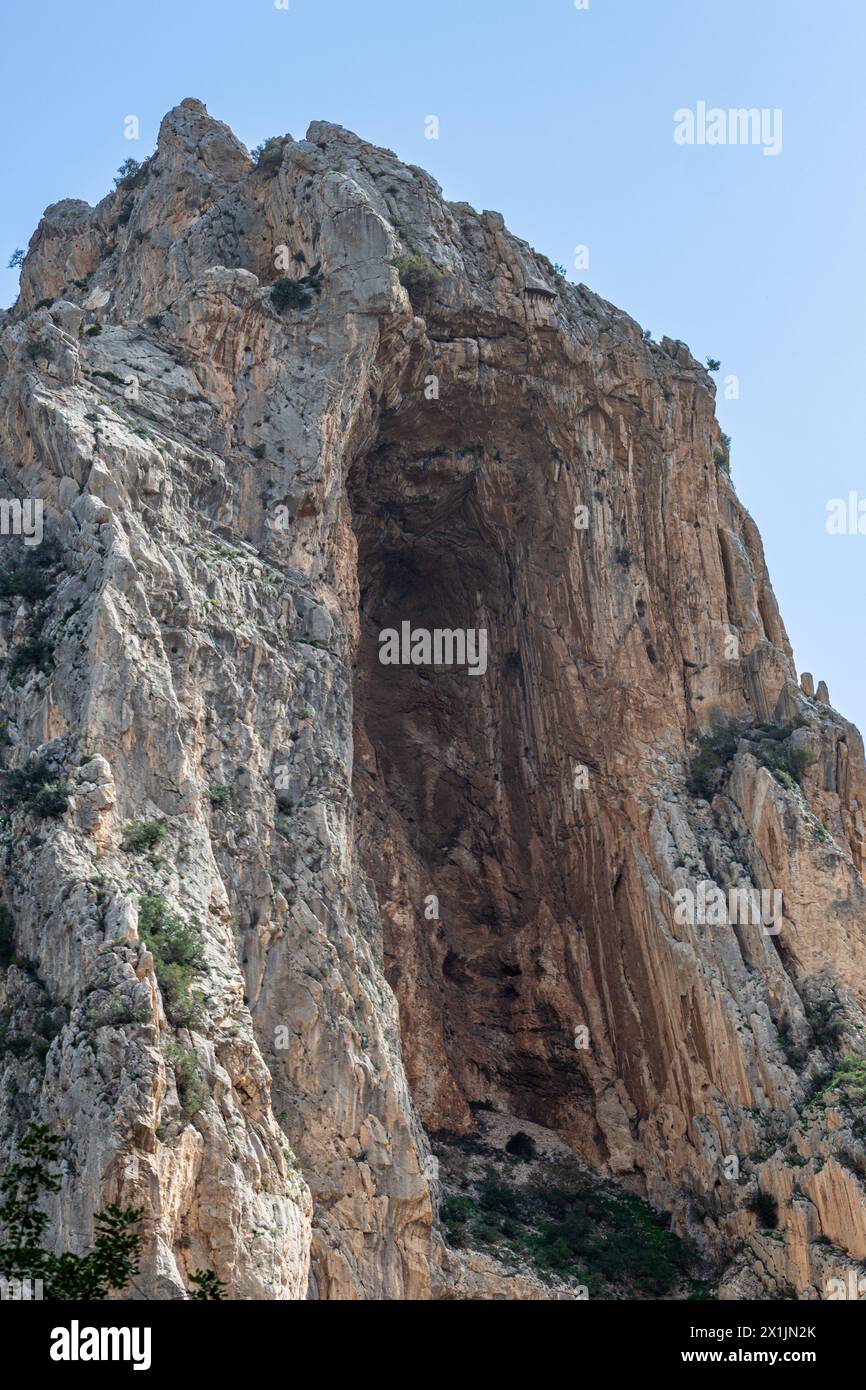 Caminito del Ray, The King's Path. Walkway pinned along the steep walls ...