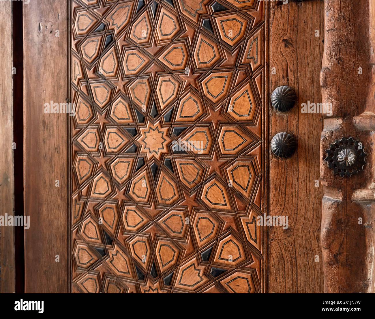 Detail of an inlaid wooden door of the Jorjir Gate, the only remaining ...