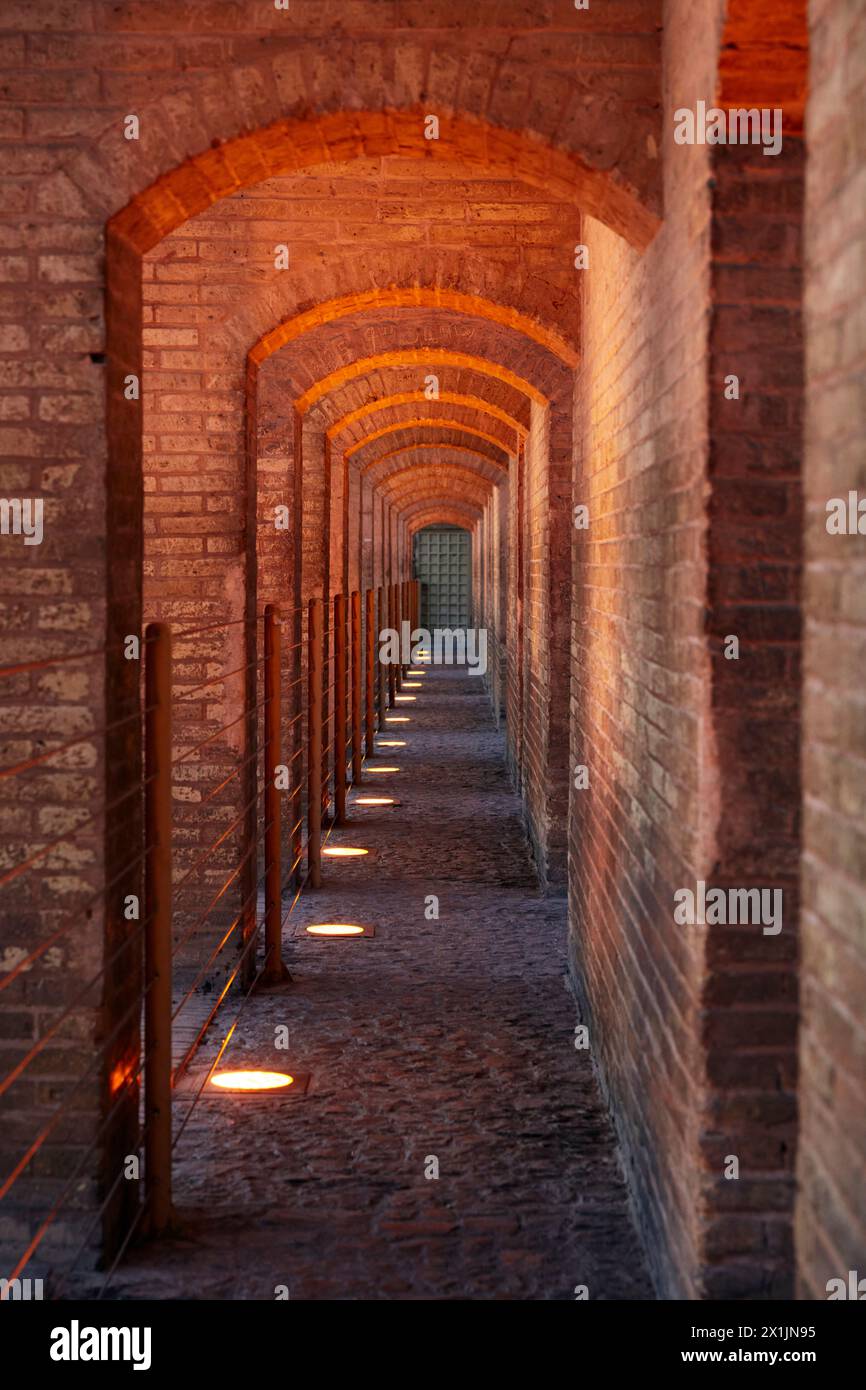 A view through illuminated vaulted arches of the 17th century Khaju ...