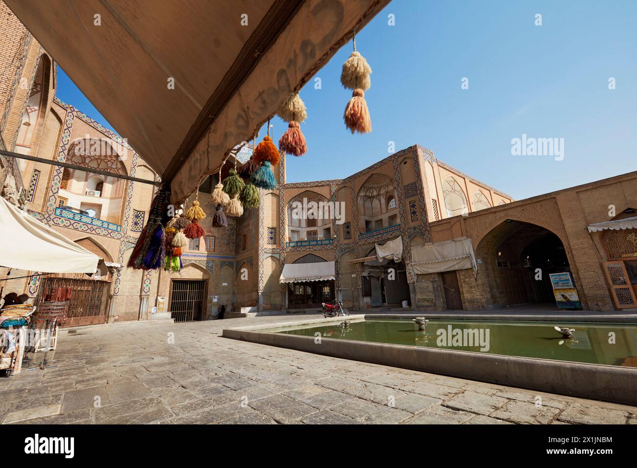 View of a small plaza with water pool at the Qeysarie Gate, the main ...