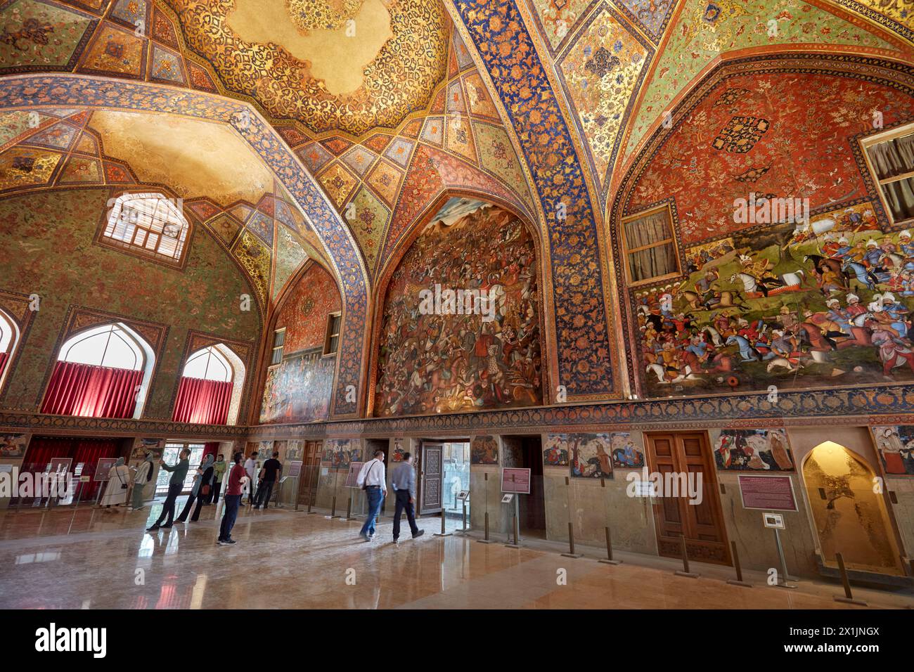 Interior view of the 17th century Chehel Sotoun Palace with its ...