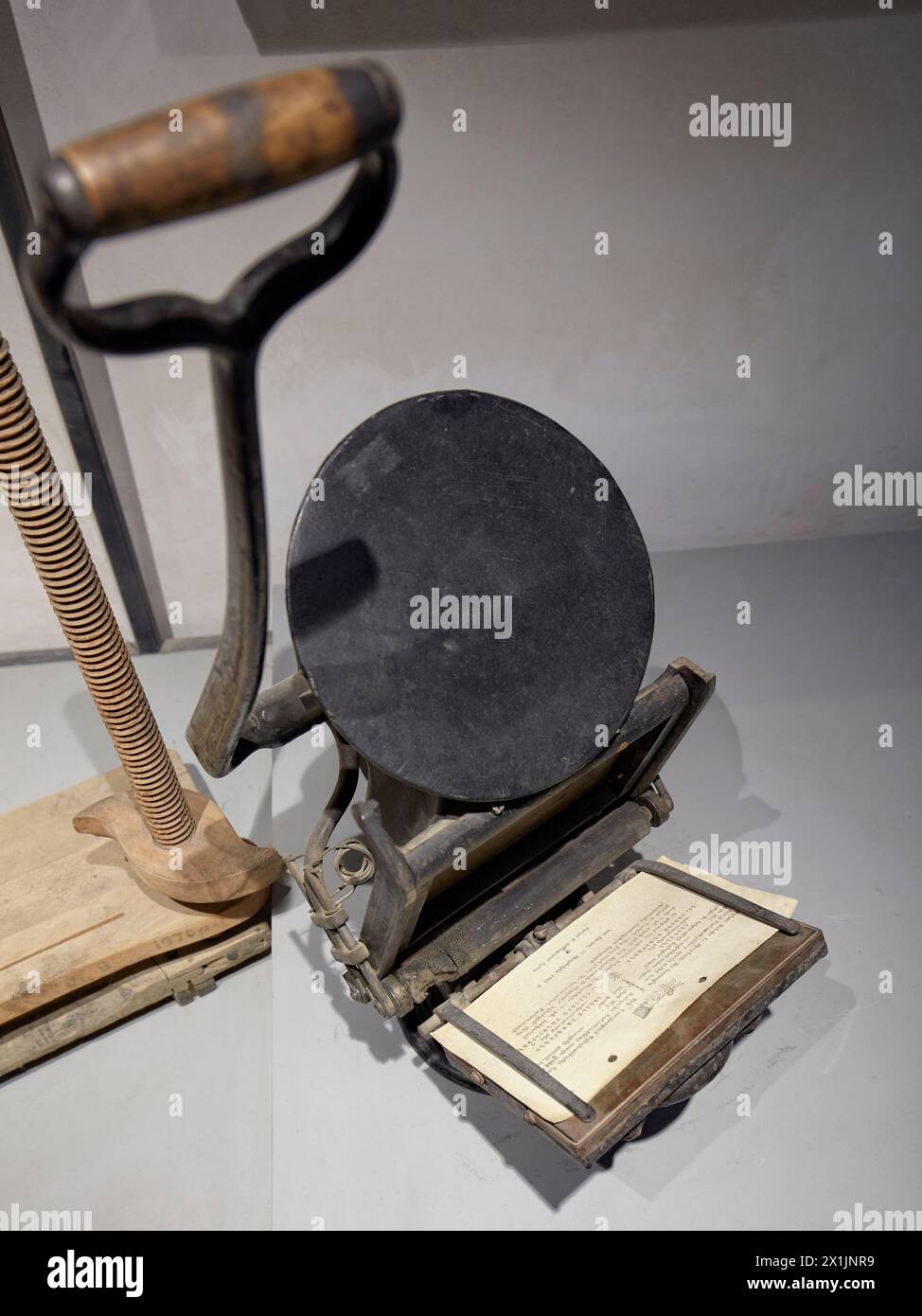 Old book binding tools displayed in the Armenian ethnographic museum at ...