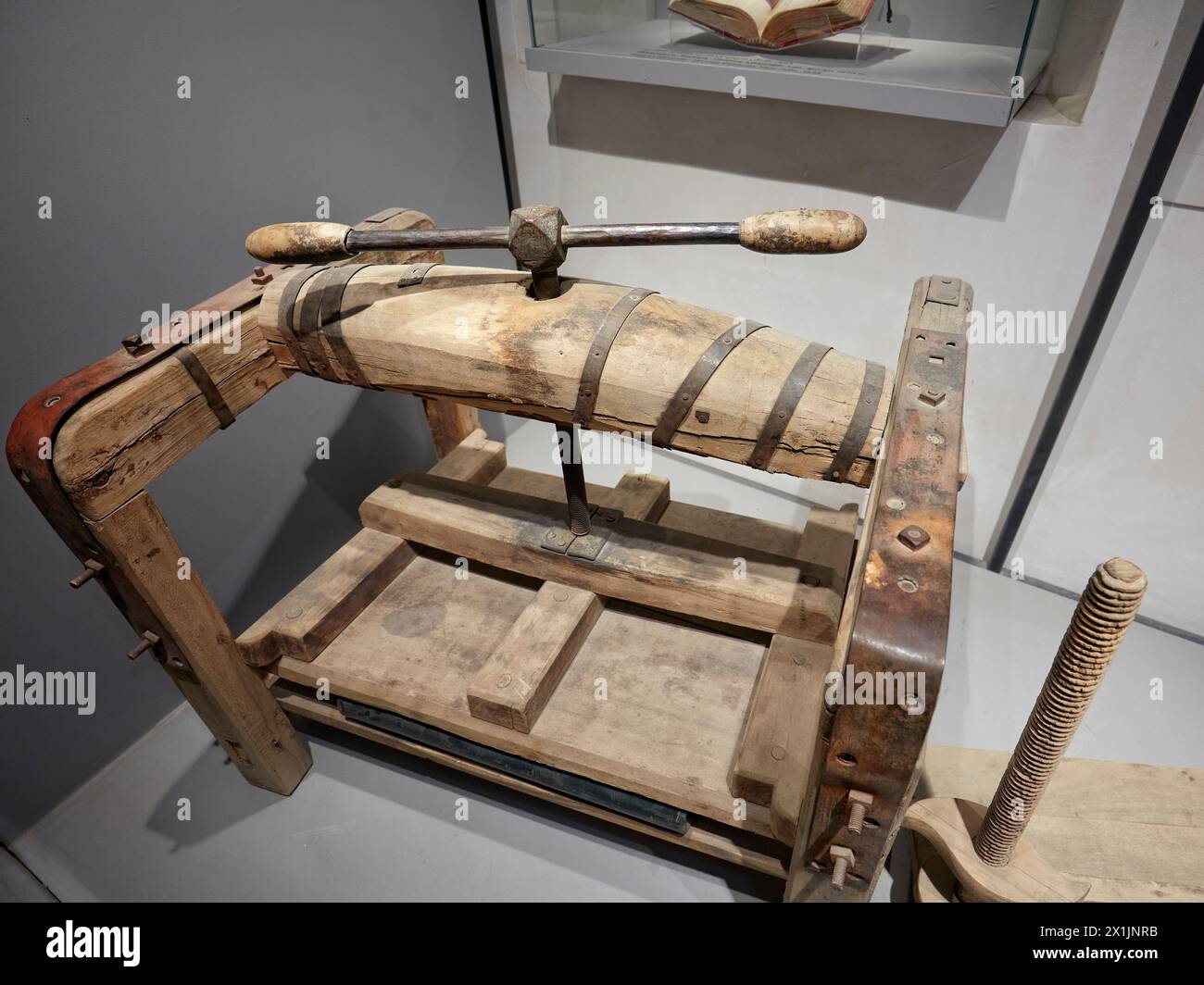 Old book press displayed in the Armenian ethnographic museum at the ...