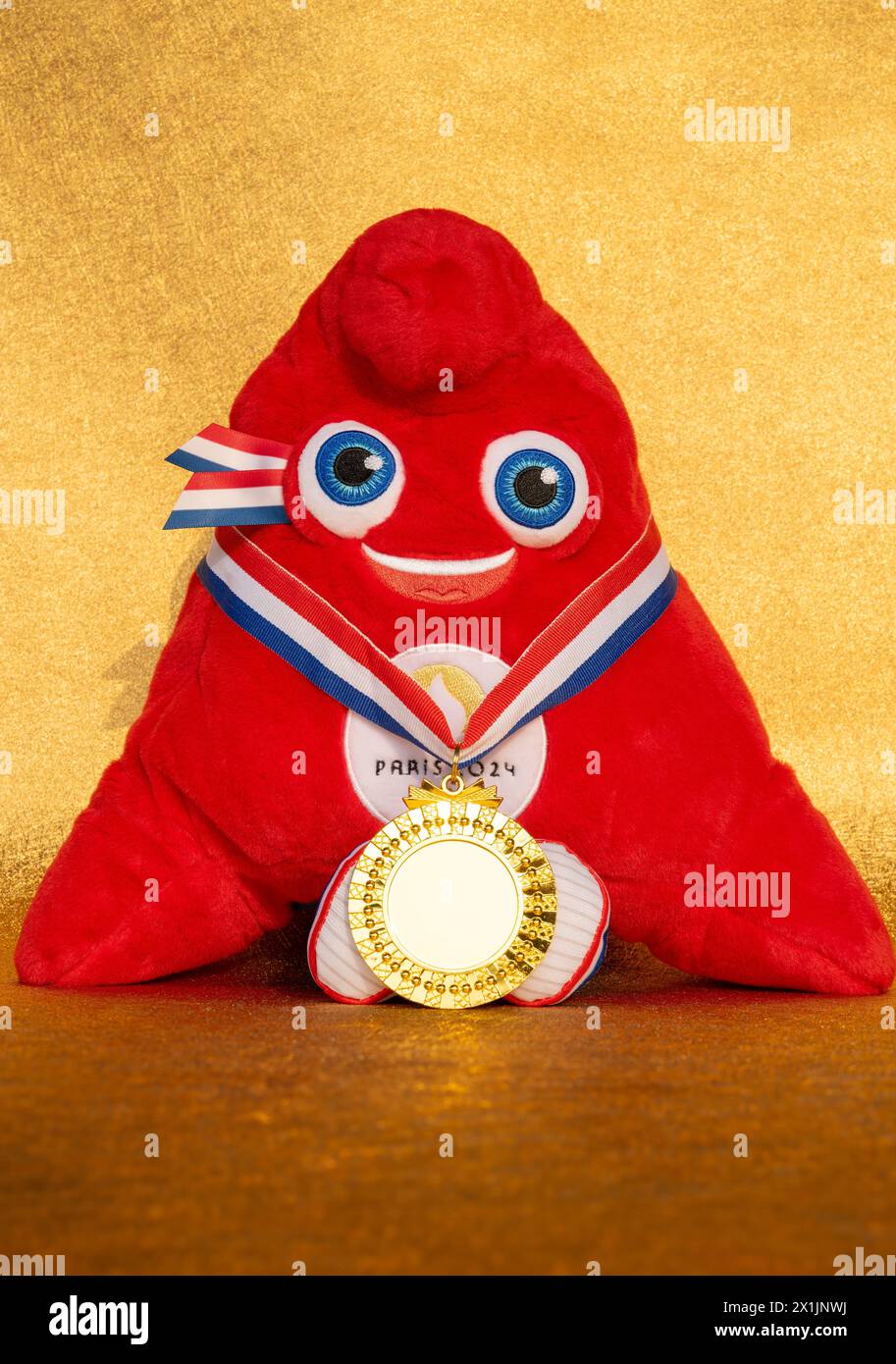 ZHONGSHAN China-April 13 2024:Paris Olympic Games 2024 mascot the ...