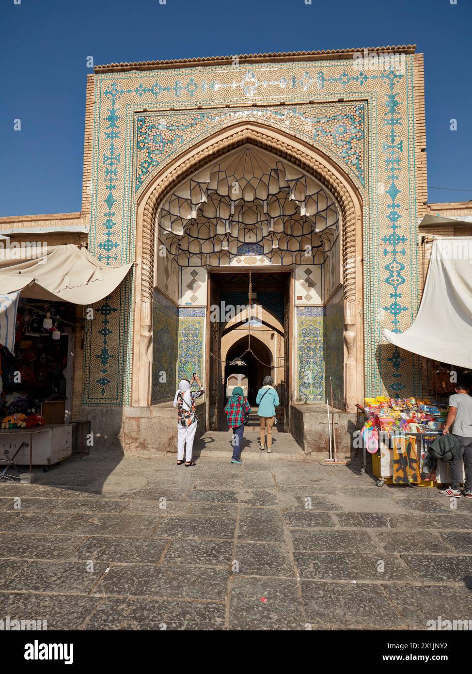 Entrance iwan of the Jameh Mosque of Isfahan (first built in 8th c ...