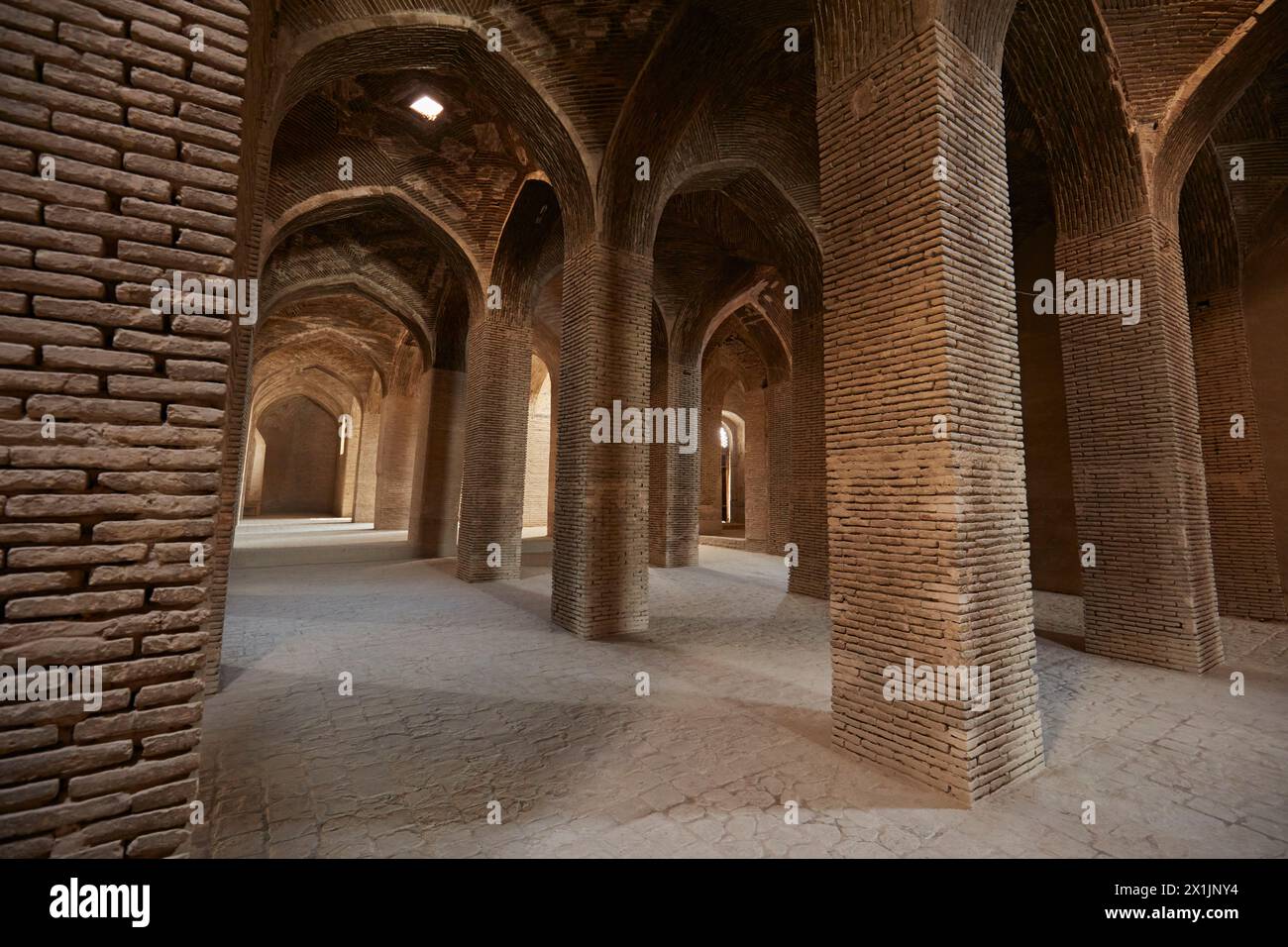 Interior view of hypostyle hall with many pillars supporting roof of ...