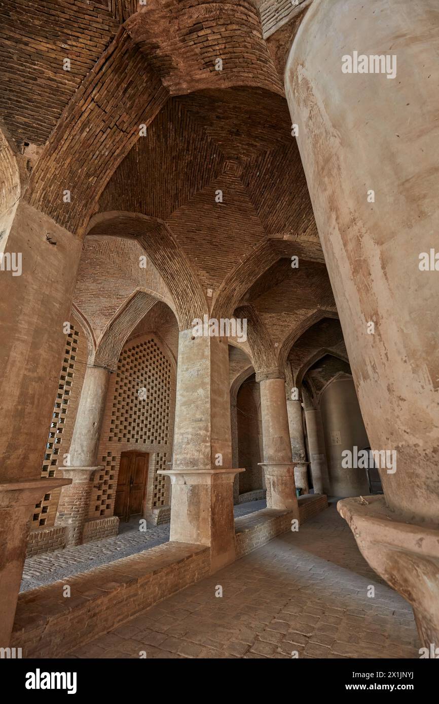 Interior view of hypostyle hall with many pillars supporting roof of ...