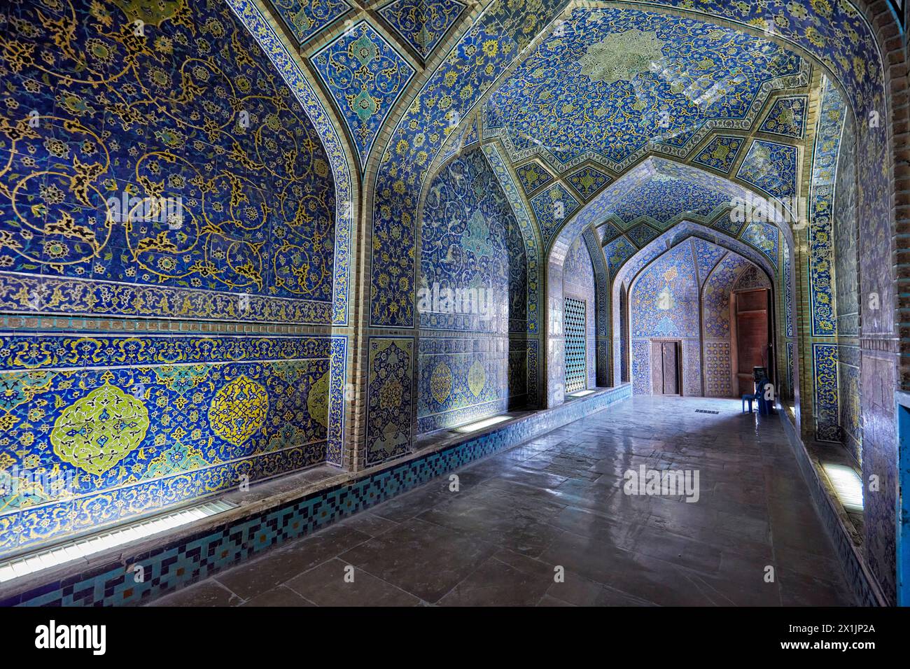 Interior view of the Shah Mosque (Masjed-e Shah) showing its highly ...