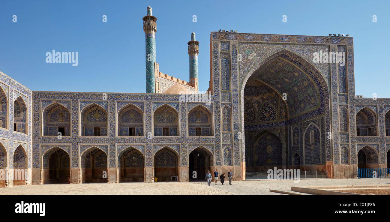 Panoramic courtyard view of the Shah Mosque (Masjed-e Shah) showing its ...