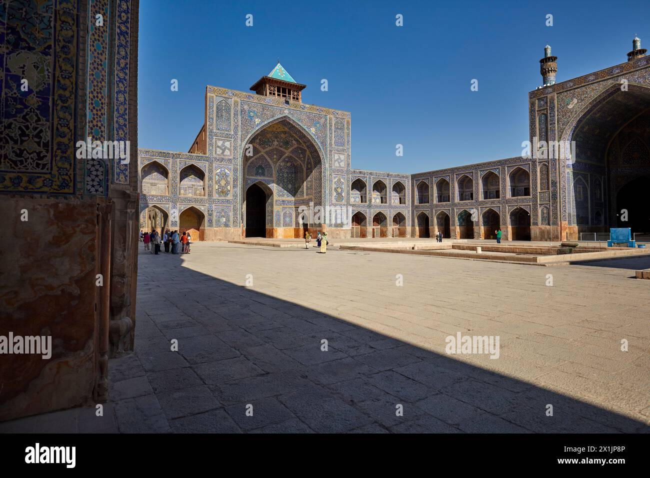 Courtyard view of the Shah Mosque (Masjed-e Shah) showing its highly ...