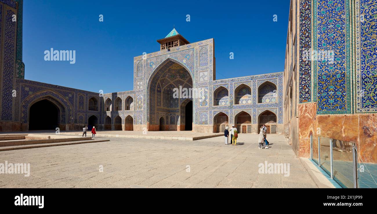 Panoramic courtyard view of the Shah Mosque (Masjed-e Shah) showing its ...
