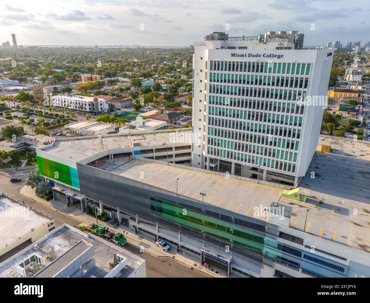 Miami, FL, USA - April 12, 2024: Aerial drone photo Miami Dade College ...