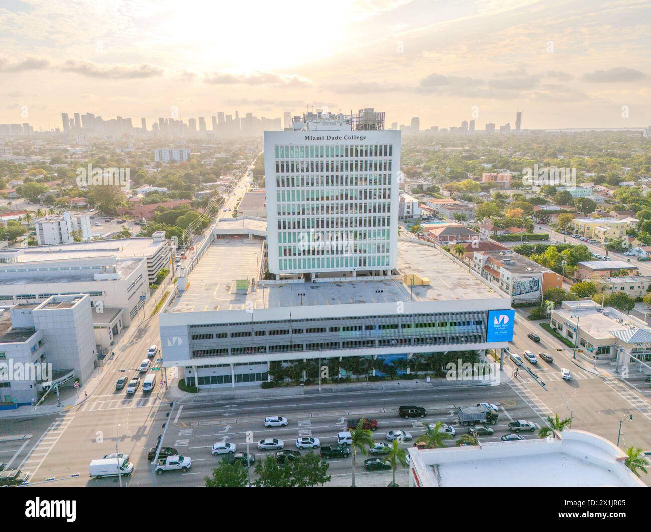 Miami, FL, USA - April 12, 2024: Aerial drone photo Miami Dade College ...