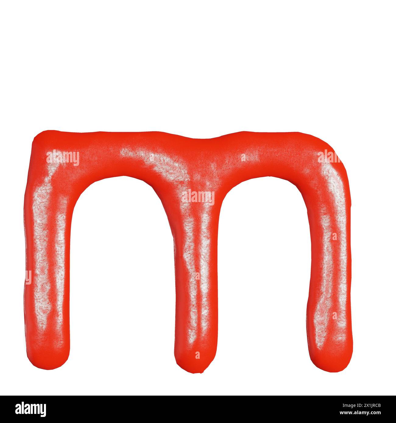 3d render of isolated on white ketchup alphabet font top view for food ...