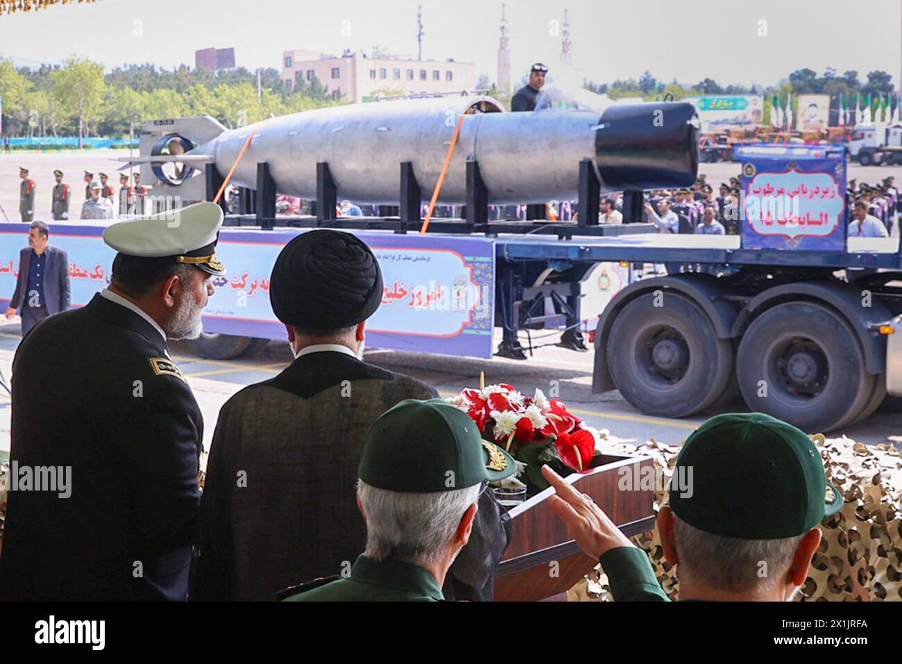 Iranian President Ebrahim Raisi attends a parade marking National Army ...