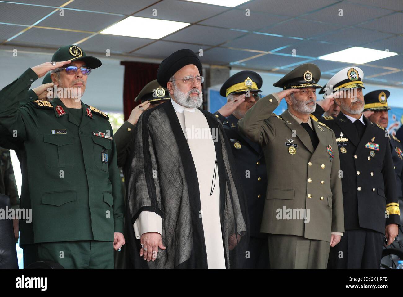 Iranian President Ebrahim Raisi attends a parade marking National Army ...