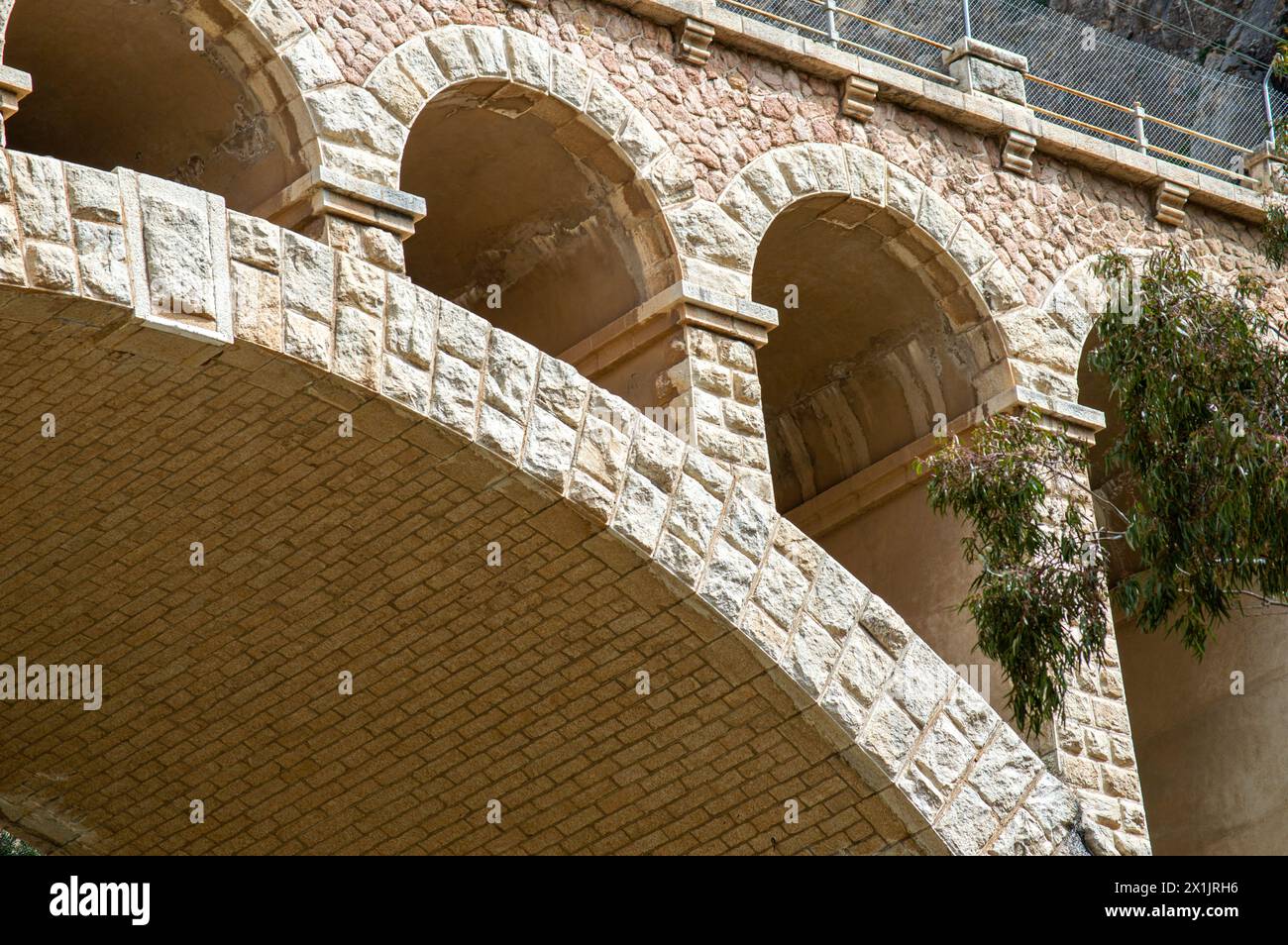 Caminito del Ray, The King's Path. Walkway pinned along the steep walls ...
