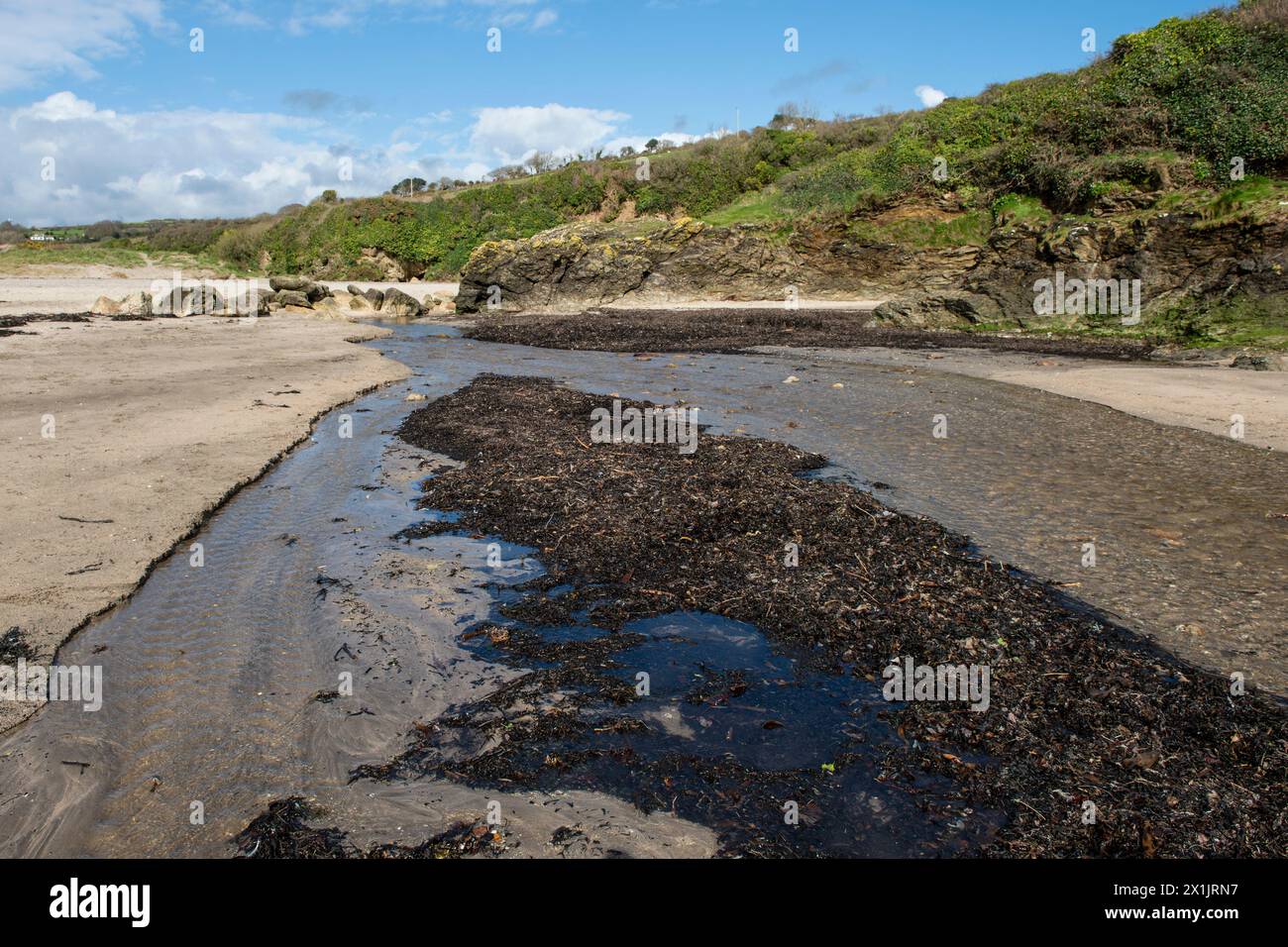 The Par Polmear River flowing towards the sea on the East side of Par ...
