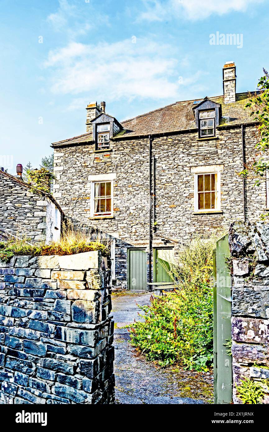 Cottages in Grasmere, Lake District, Cumbria, England; home of the Poet ...