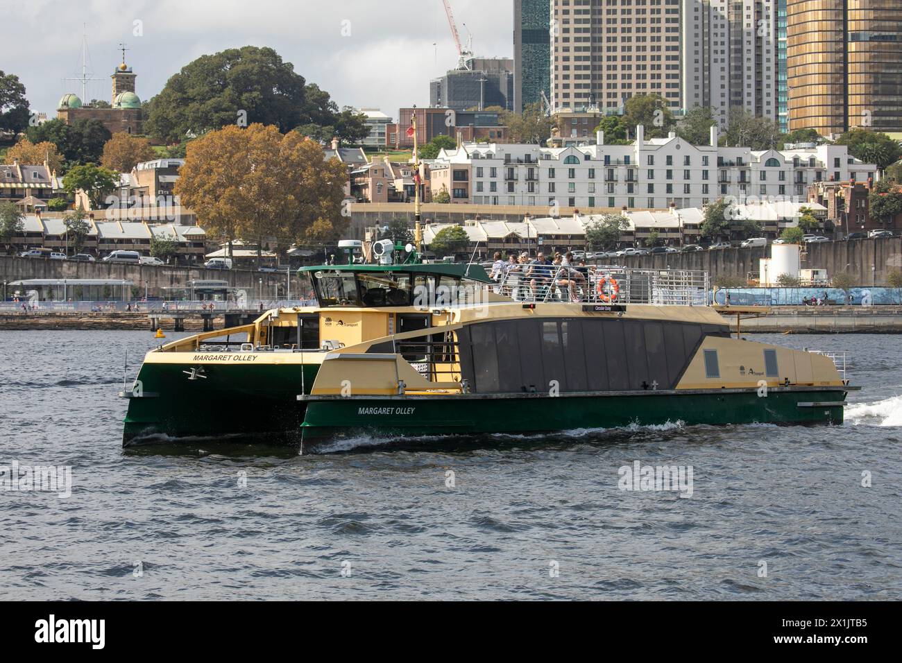 Sydney ferry, the MV Margaret Olley with passengers on the top deck ...