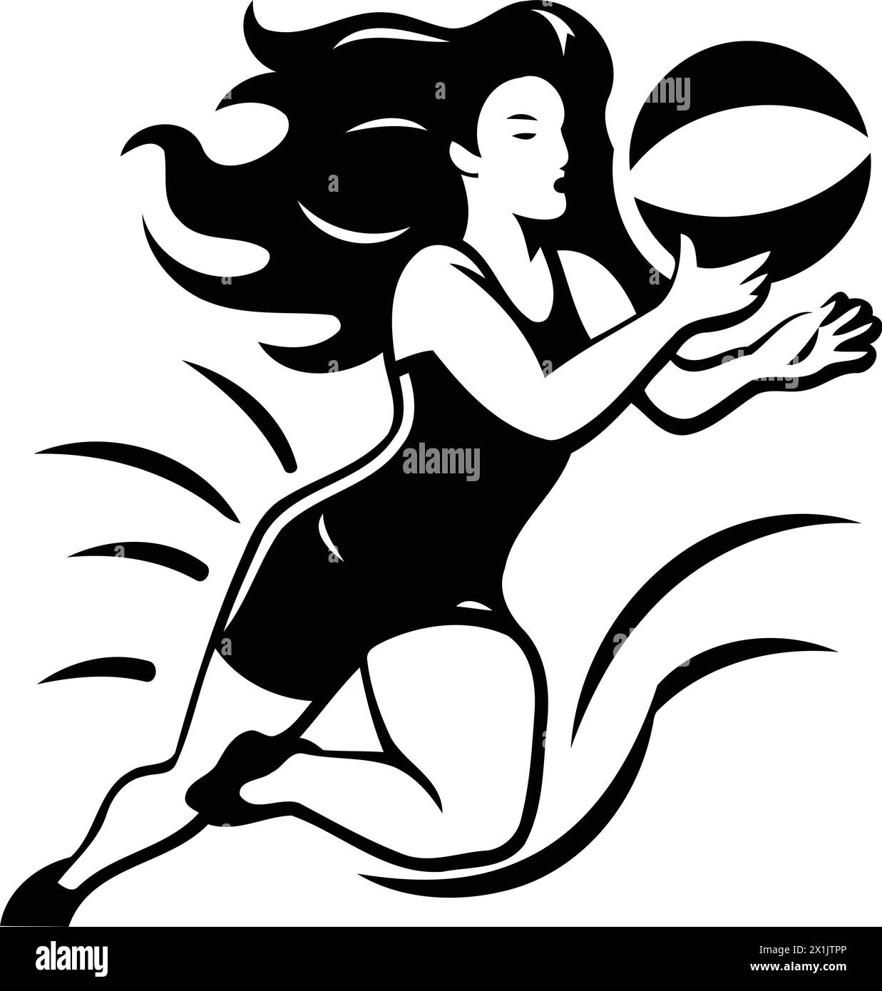 Volleyball player woman vector logo template. Female volleyball player ...
