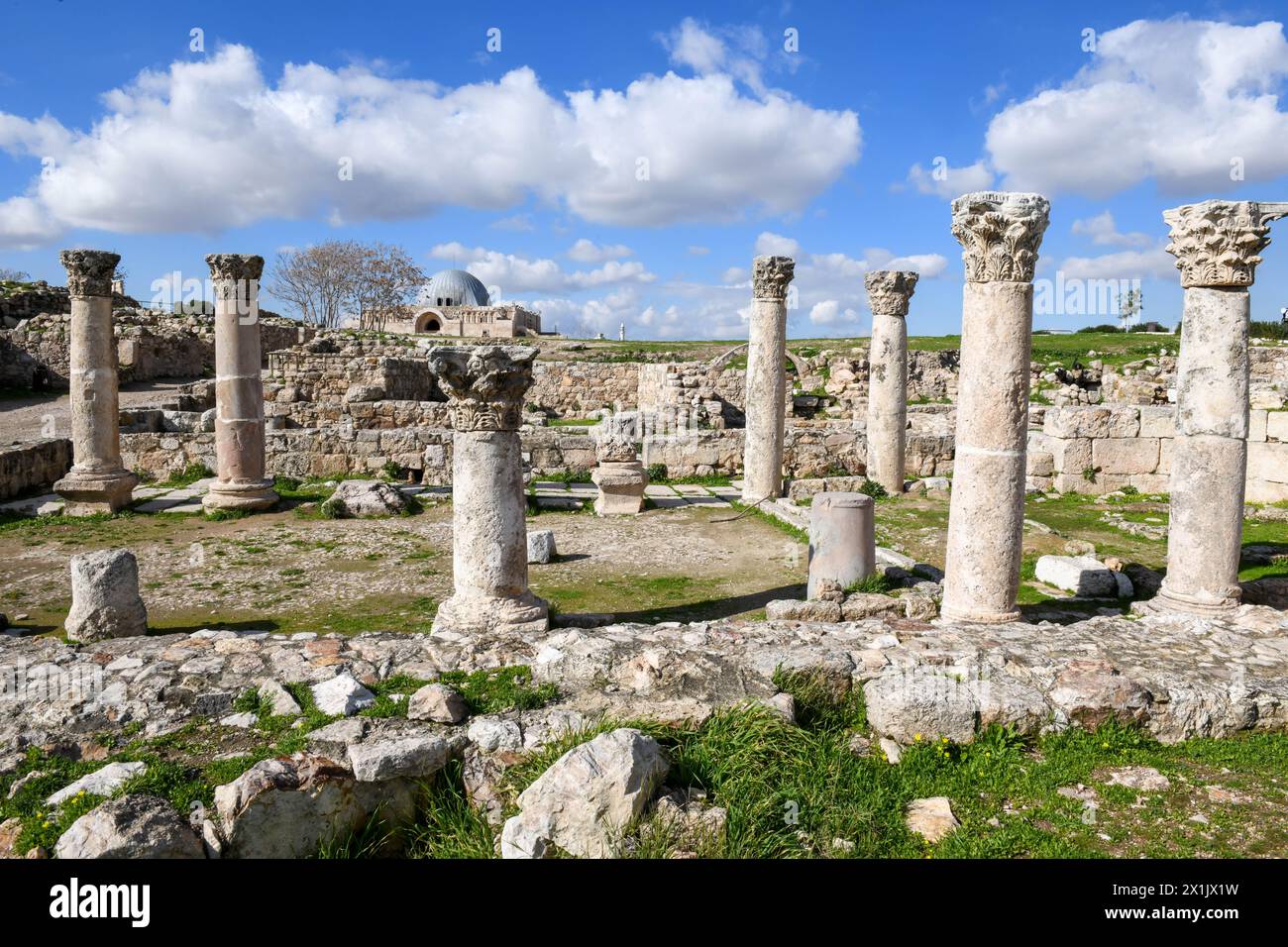 View at the roman citadel at Amman on Jordan Stock Photo - Alamy