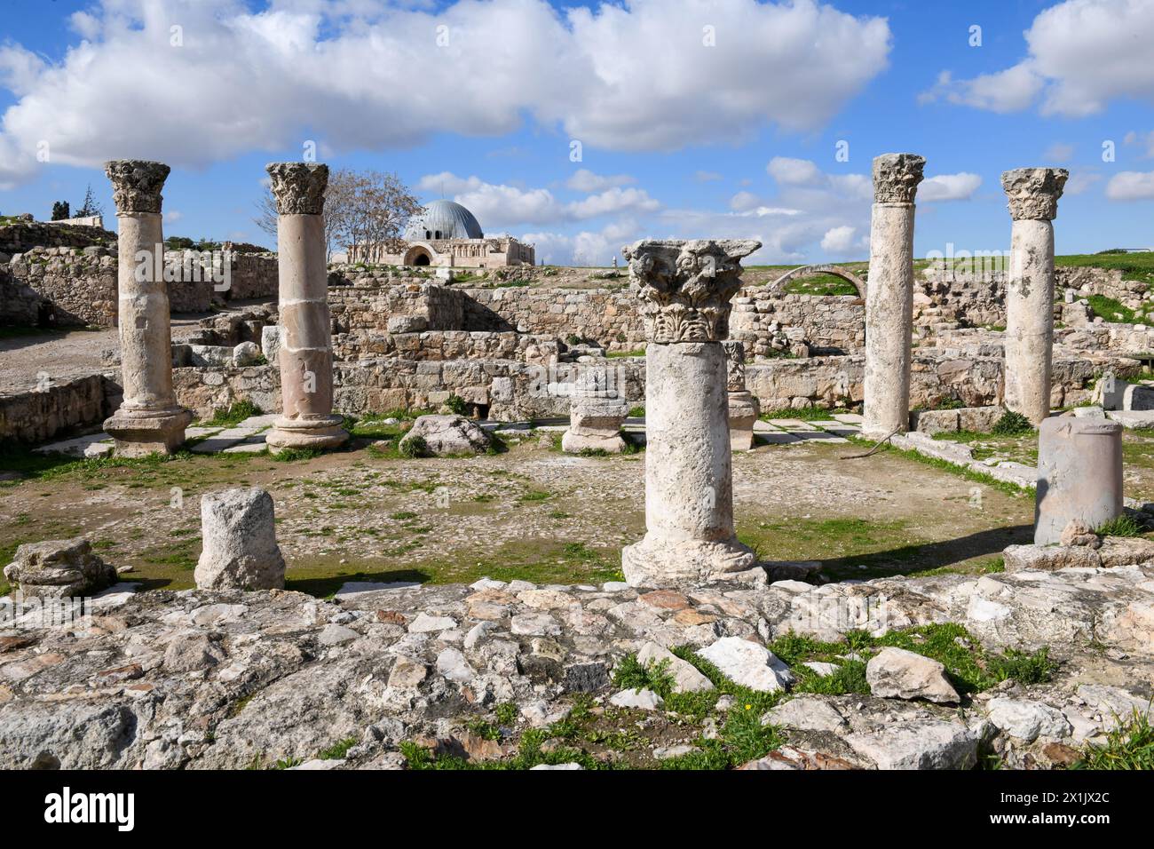 View at the roman citadel at Amman on Jordan Stock Photo - Alamy