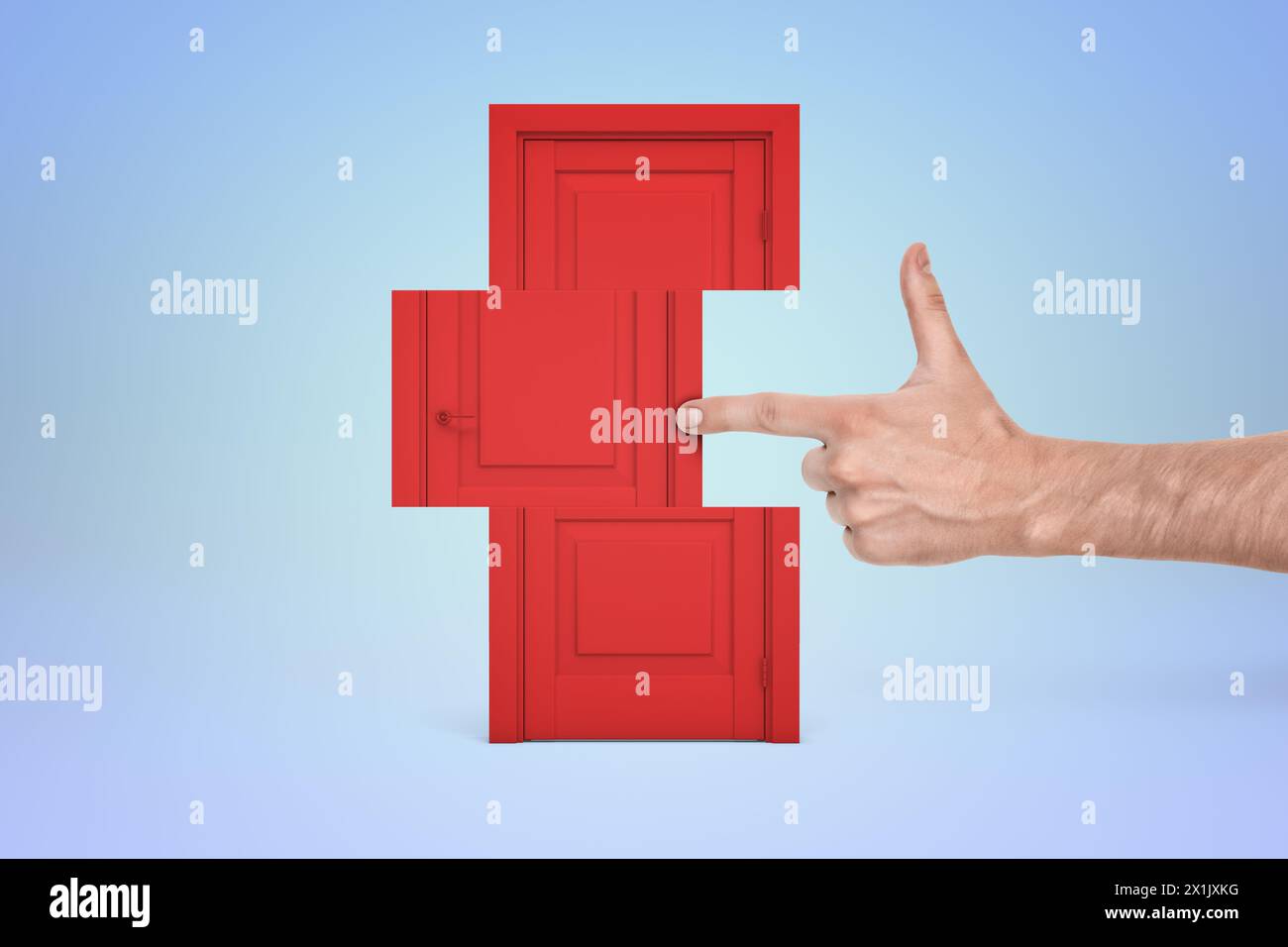 Finger pointing to a red plus sign concept Stock Photo - Alamy
