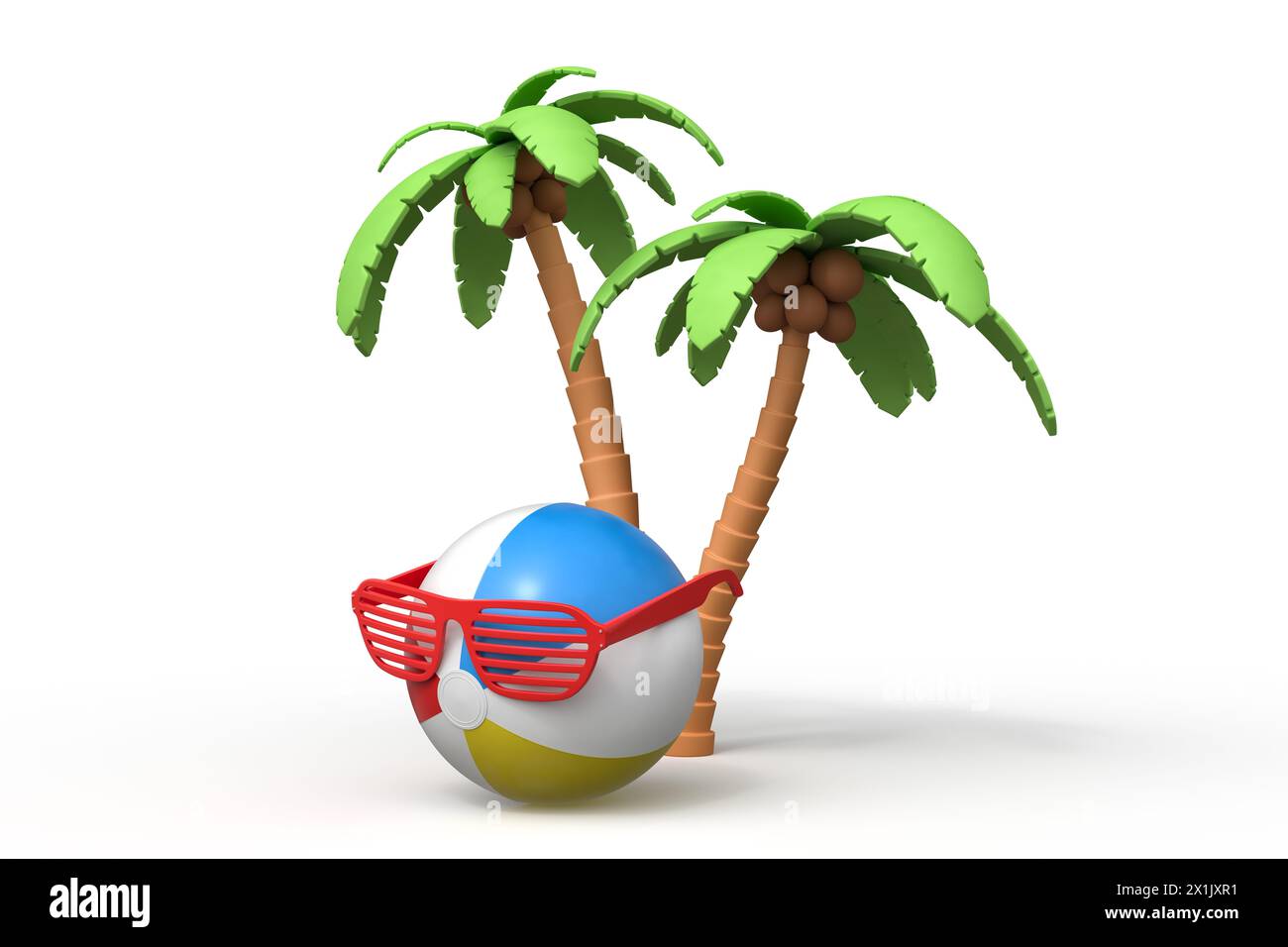 Beach ball with sunglasses under palm trees Stock Photo - Alamy