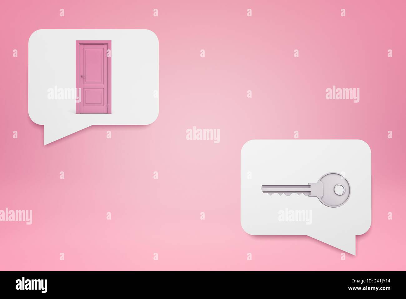 Door and key in speech bubbles, concept of access Stock Photo - Alamy
