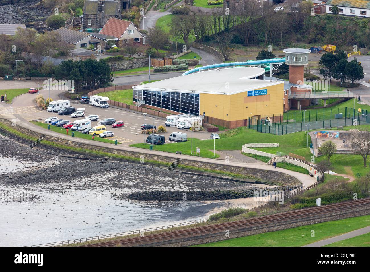 Looking down to the town centre of Burntisland and the Swimming pool ...