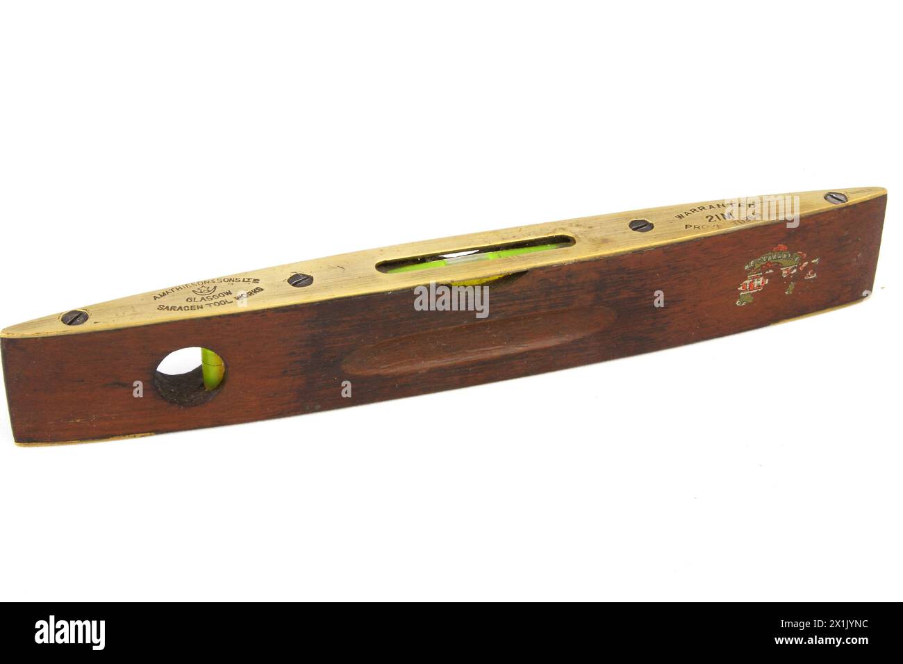 Old wood brass Spirit Level Stock Photo - Alamy