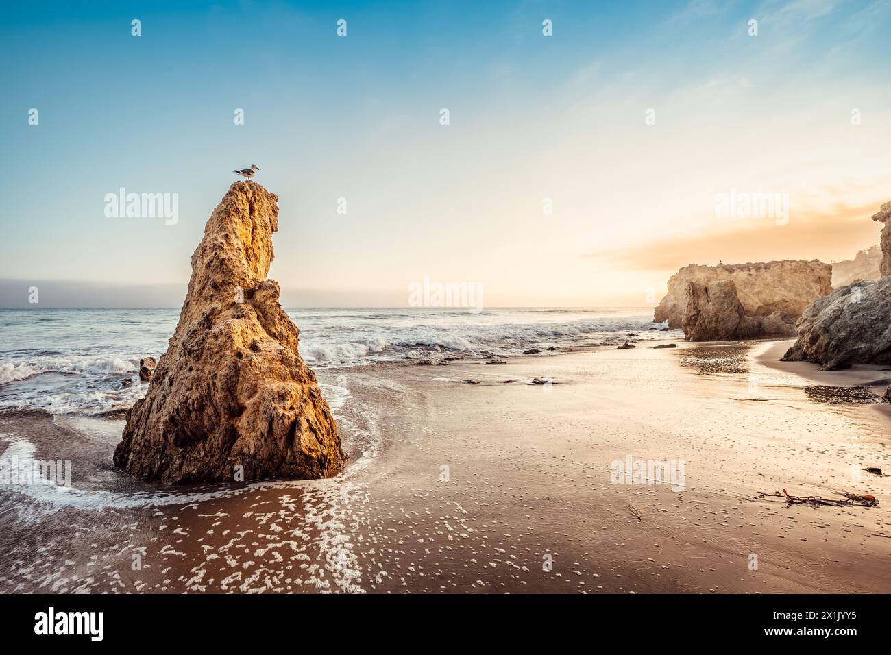 the famous el matador beach during sunset, california Stock Photo - Alamy