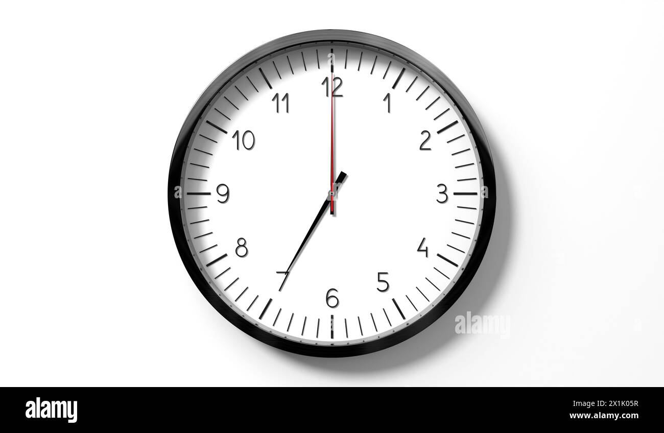 Time at 7 o clock - classic analog clock on white background - 3D ...