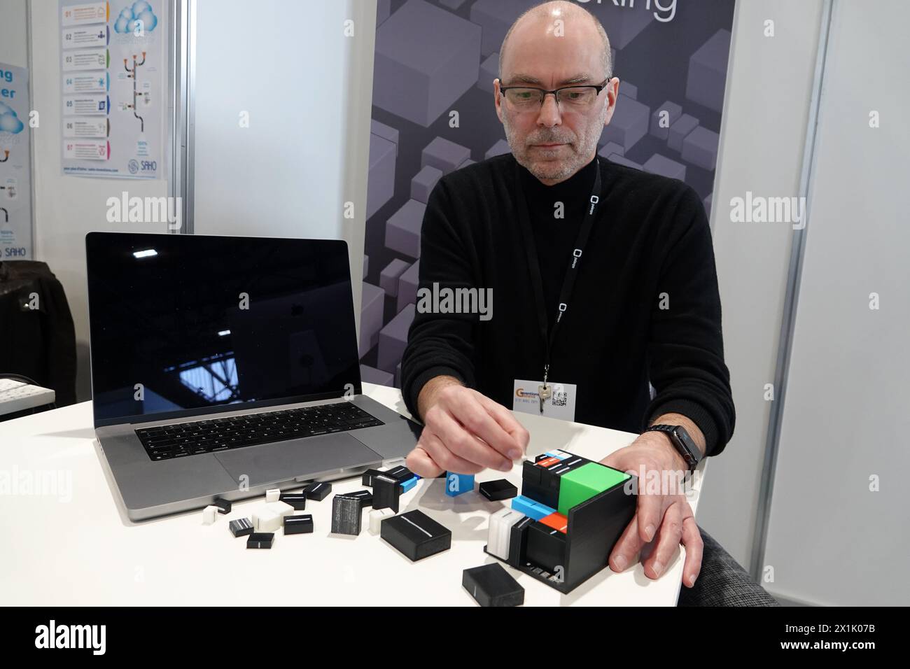 Genf, Switzerland. 17th Apr, 2024. Mario Tomiak shows his package ...