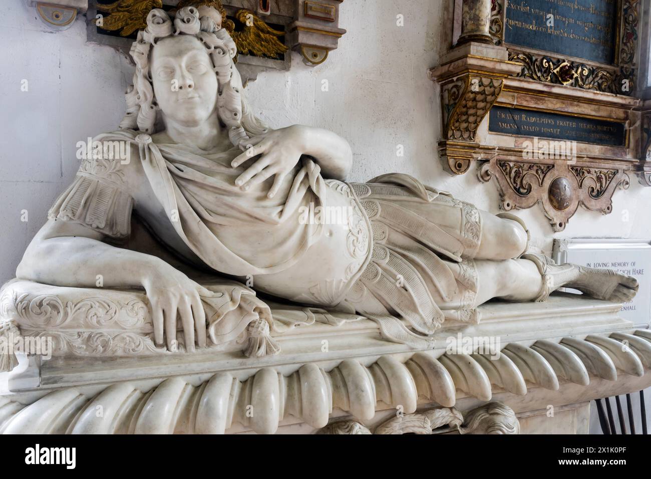 Monument to Sir Thomas Hare in the Hare Chapel at Stow Bardolph shows ...