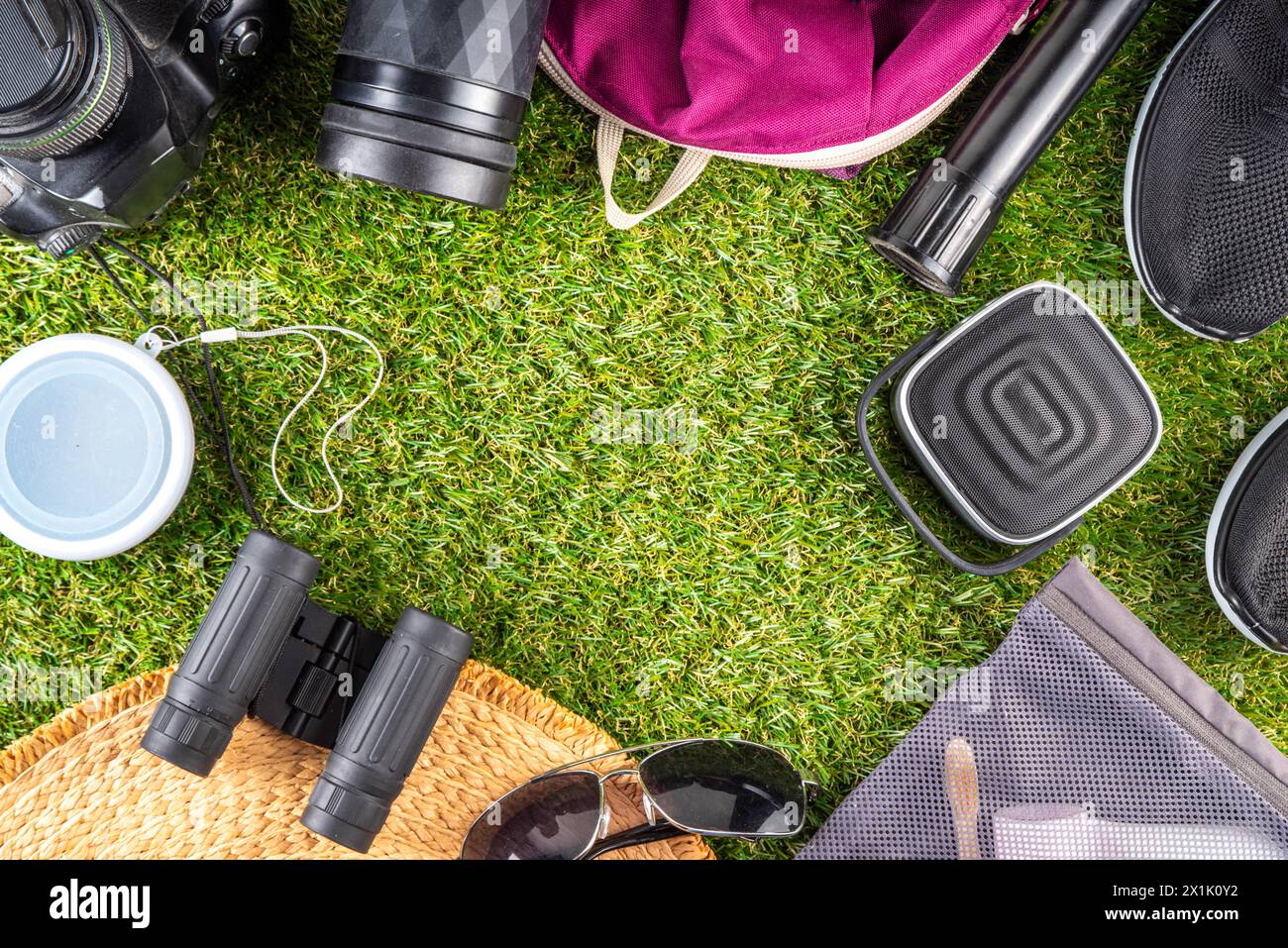 Camping checklist with various camp equipment. List of things for ...