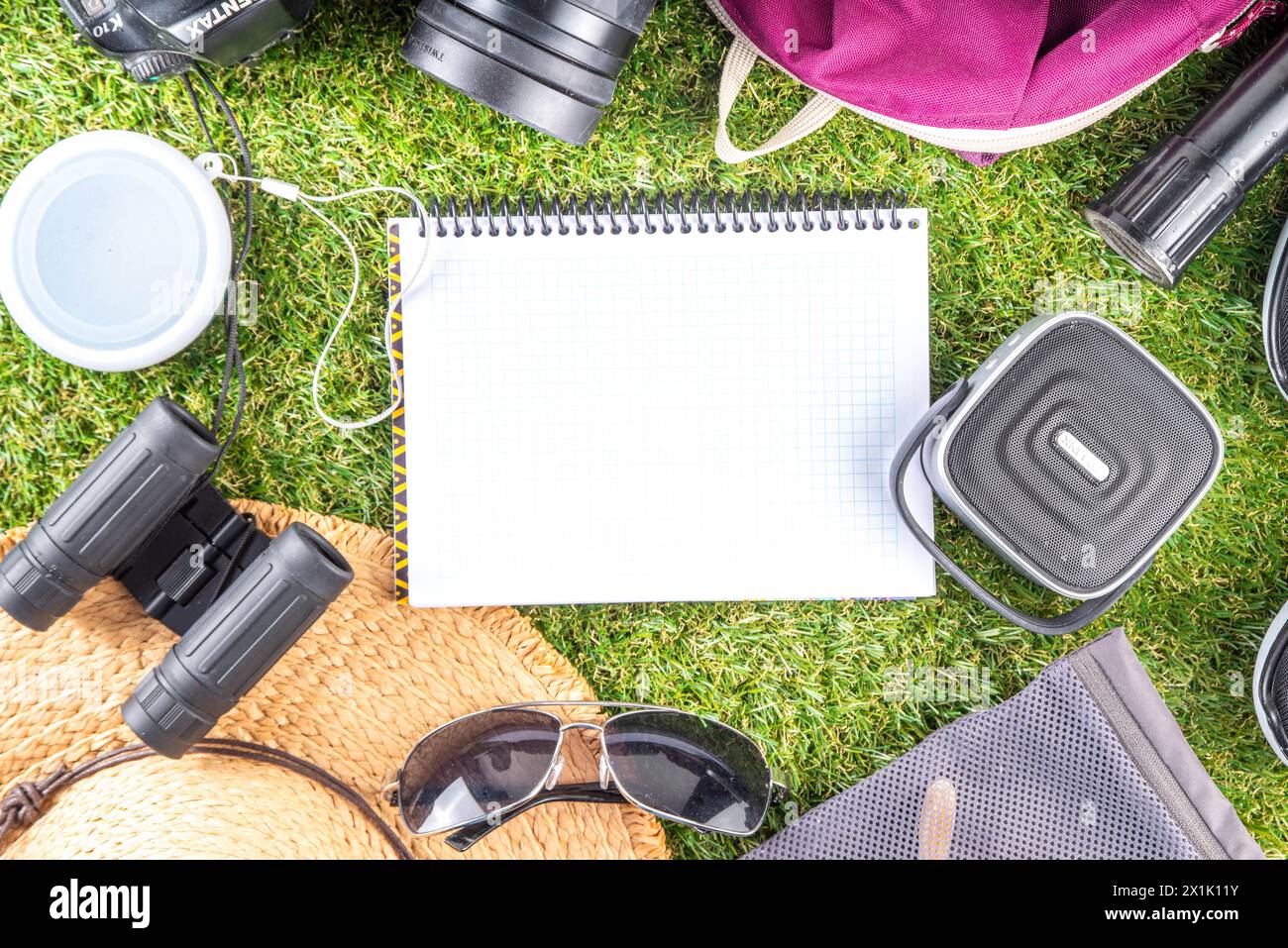 Camping checklist with various camp equipment. List of things for ...