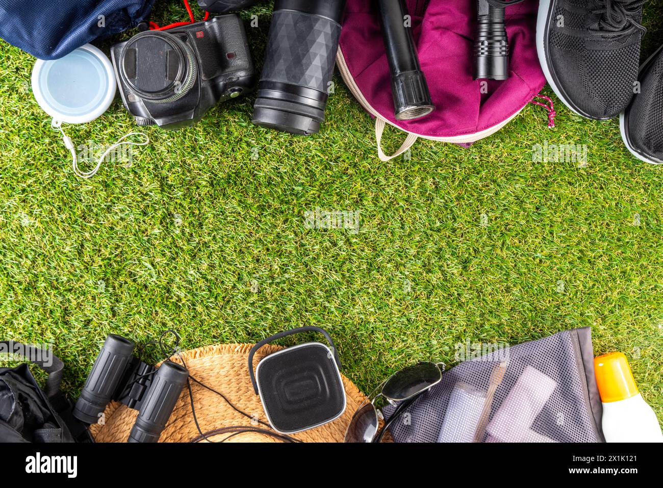 Camping checklist with various camp equipment. List of things for ...