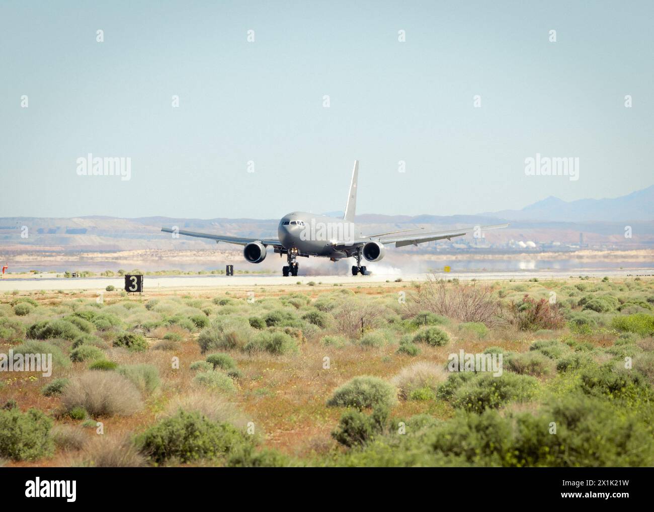 A KC-46 Pegasus out of McConnell Air Force Base, Kansas, lands at ...