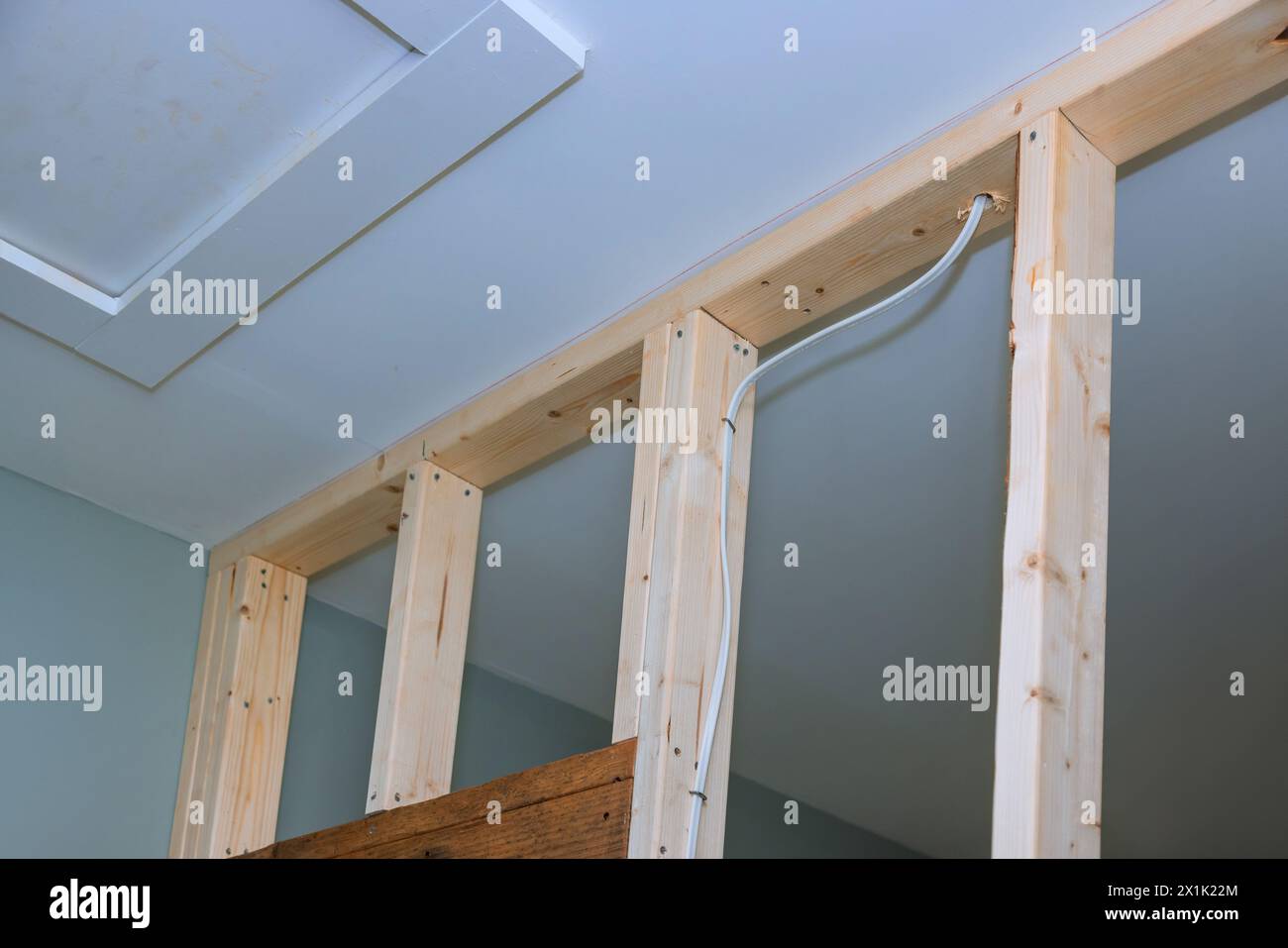 At home renovation site, drywall screws are used to mount plasterboard ...