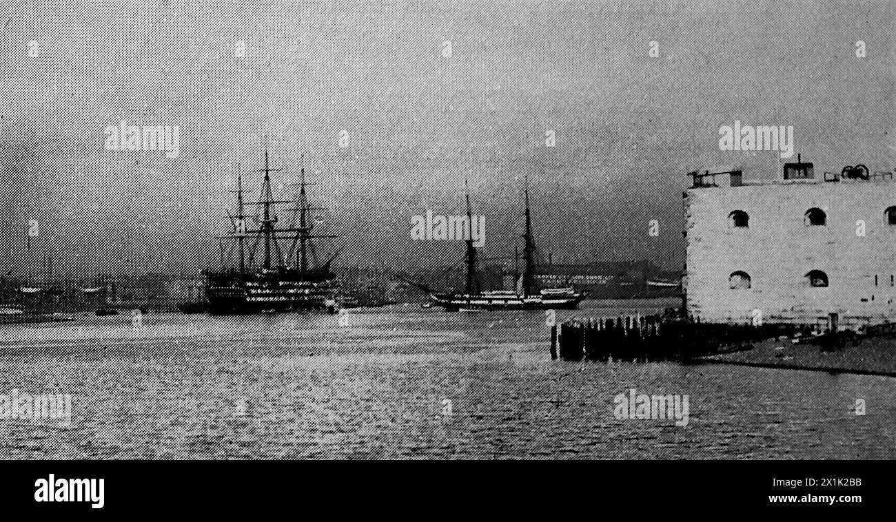 Photograph of HMS St. Vincent in Portsmouth Harbour, thought to be ...