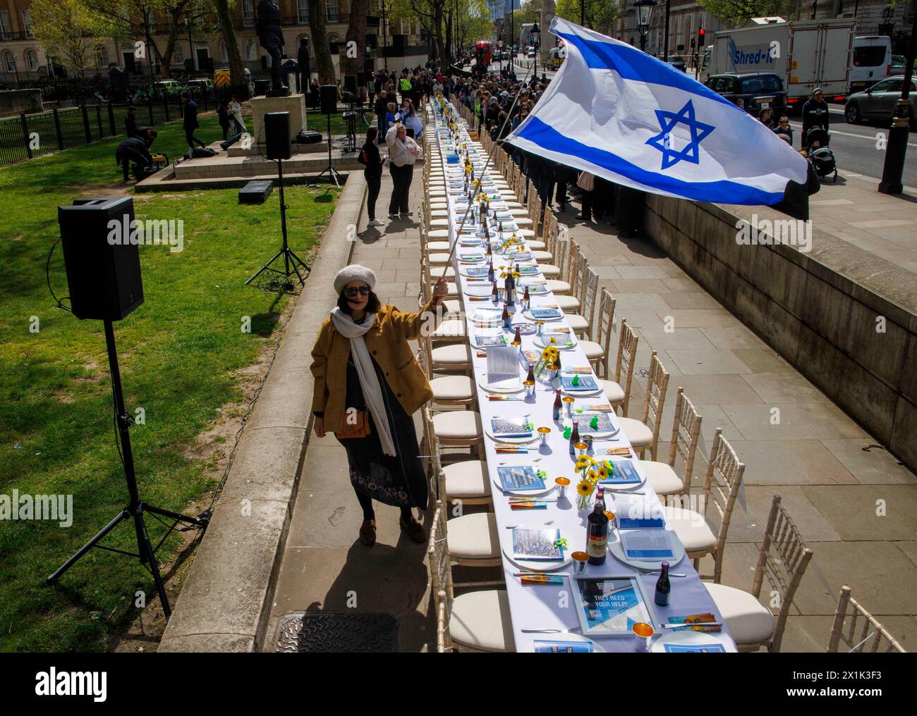 London, UK. 17th Apr, 2024. Unveiling of The Empty Seder Table. The ...