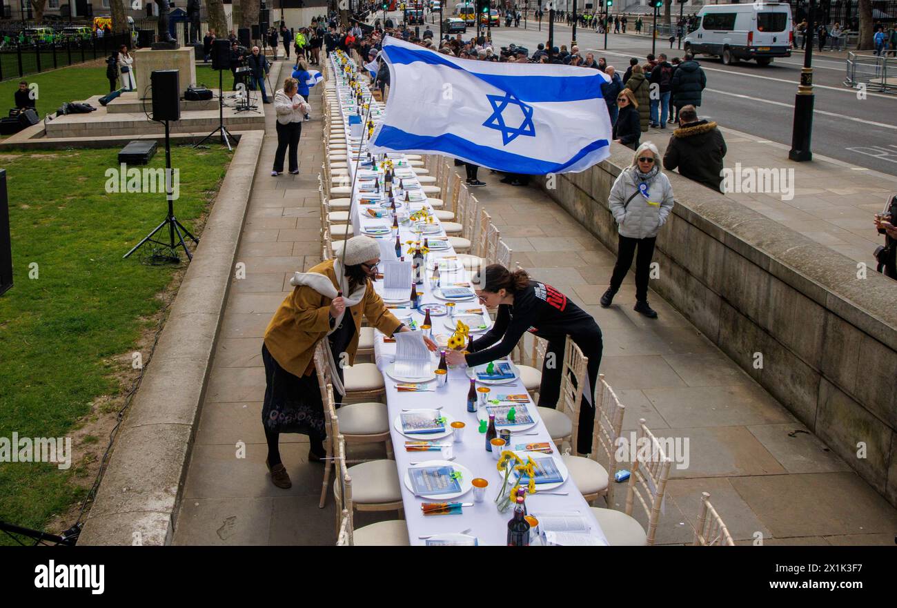 London, UK. 17th Apr, 2024. Unveiling of The Empty Seder Table. The ...