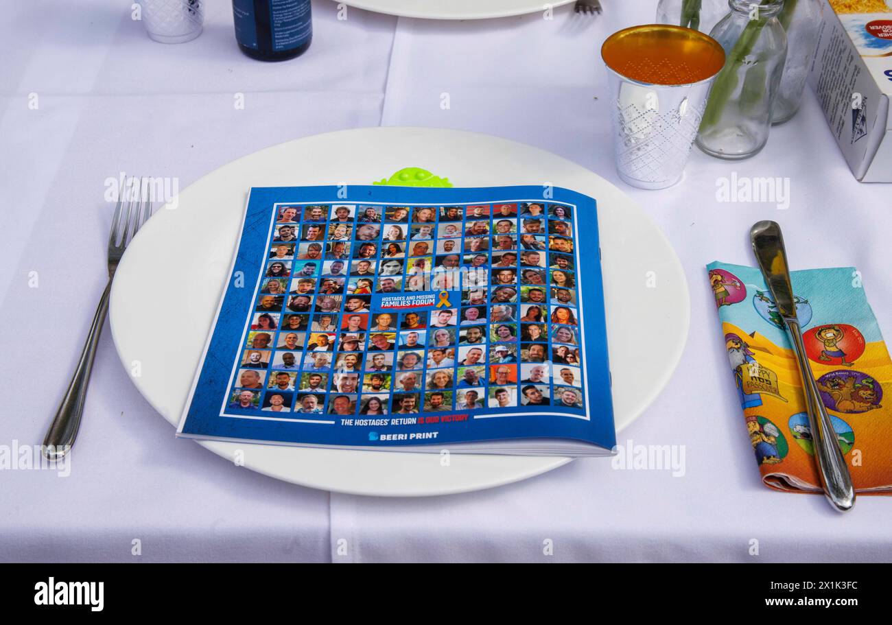 London, UK. 17th Apr, 2024. Unveiling of The Empty Seder Table. The ...